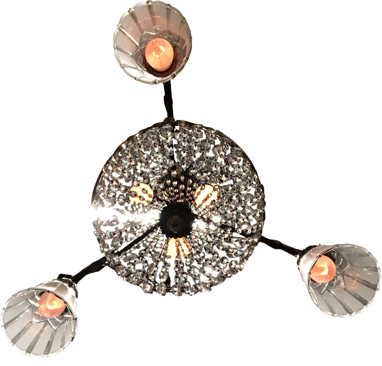 Vintage Empire Brass & Crystal Chandelier (06)